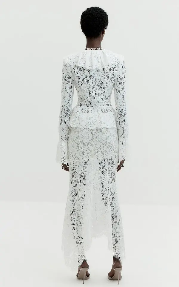 DE LA VALI Karo Cotton-blend Lace Midi Skirt - Ivory