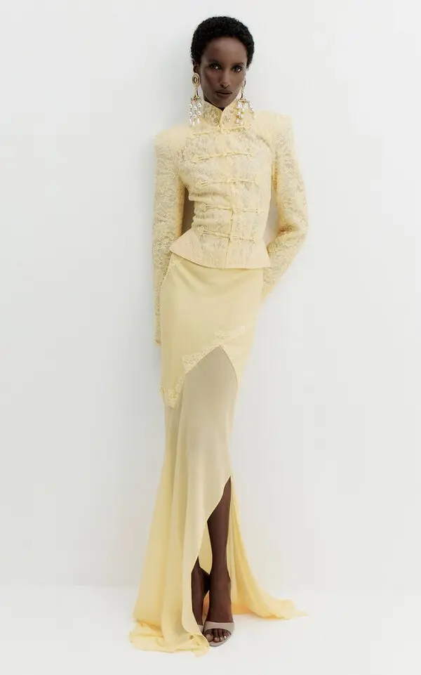DE LA VALI Bronzite Fishtail Maxi Skirt