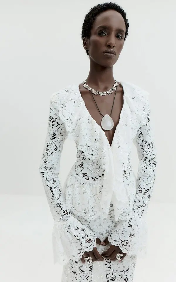 DE LA VALI Limonite Cotton-blend Lace Top - Ivory