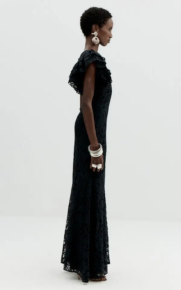 DE LA VALI Rosalia Cotton-blend Lace Maxi Dress - Black