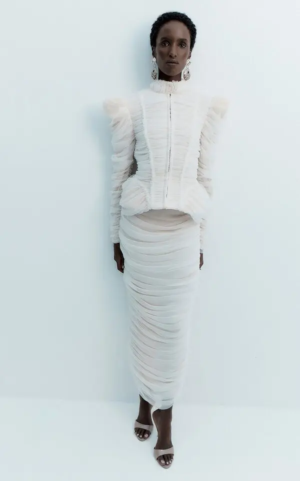 DE LA VALI Thalassa Gathered Tulle Maxi Skirt - Ivory