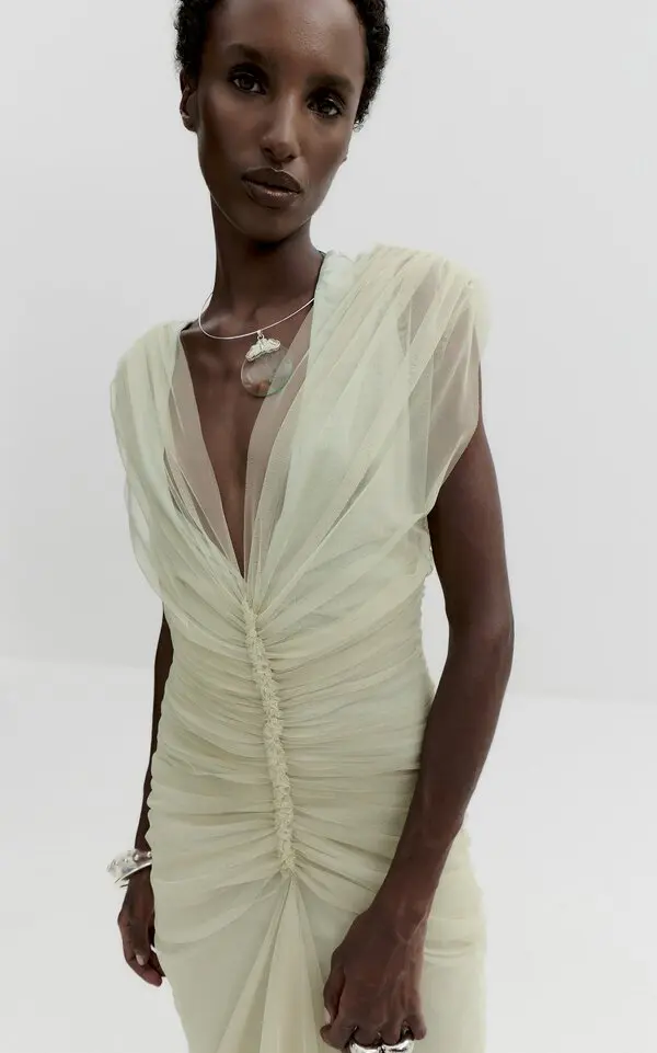 DE LA VALI Maevira Tulle Maxi Dress