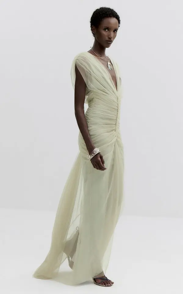 DE LA VALI Maevira Tulle Maxi Dress