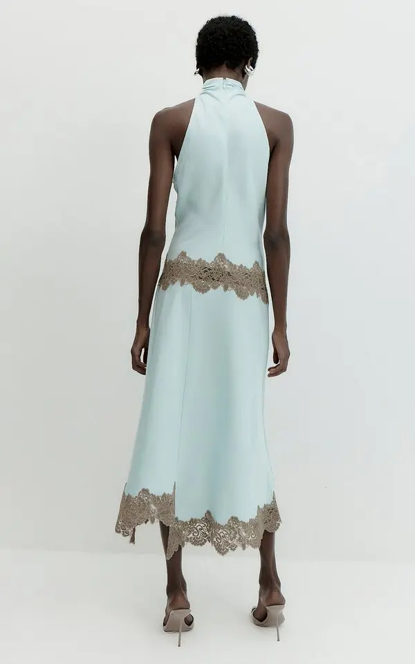 DE LA VALI Nevada High-neck Midi Dress