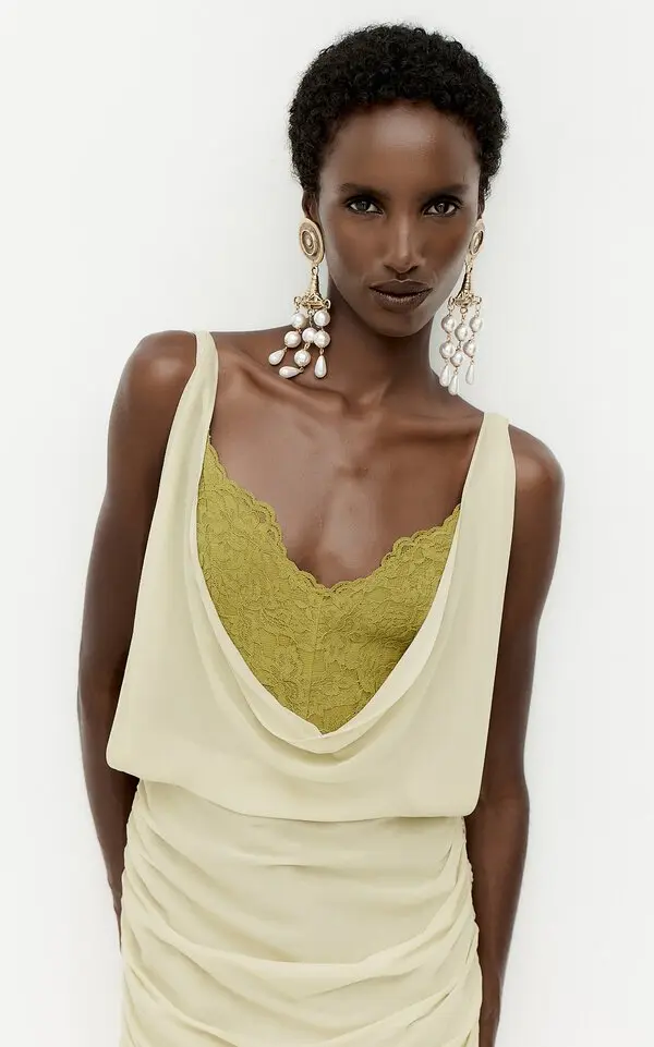 DE LA VALI Celestite Cowl-neck Mini Dress