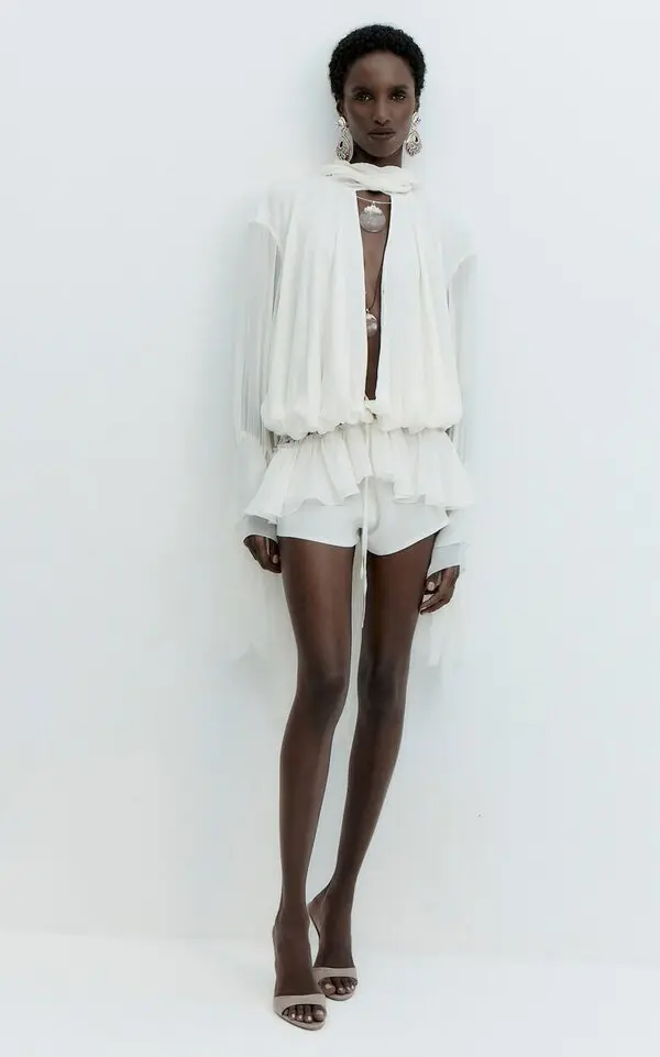 DE LA VALI Lavinia Lace Mini Shorts - Ivory
