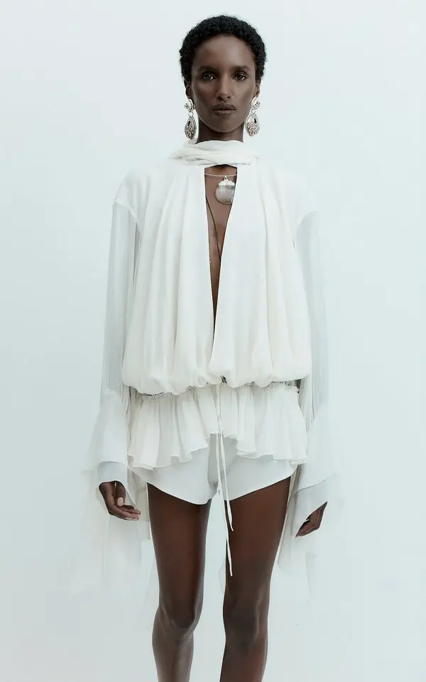 DE LA VALI Lavinia Lace Mini Shorts - Ivory