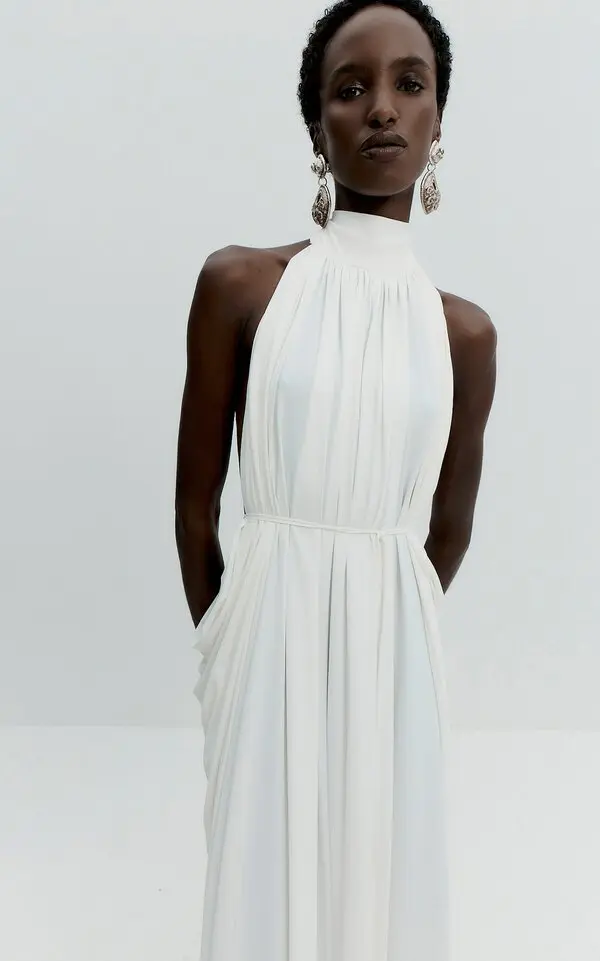 DE LA VALI Luminara High-neck Maxi Dress