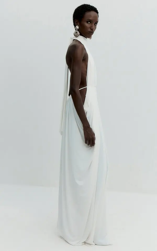 DE LA VALI Luminara High-neck Maxi Dress