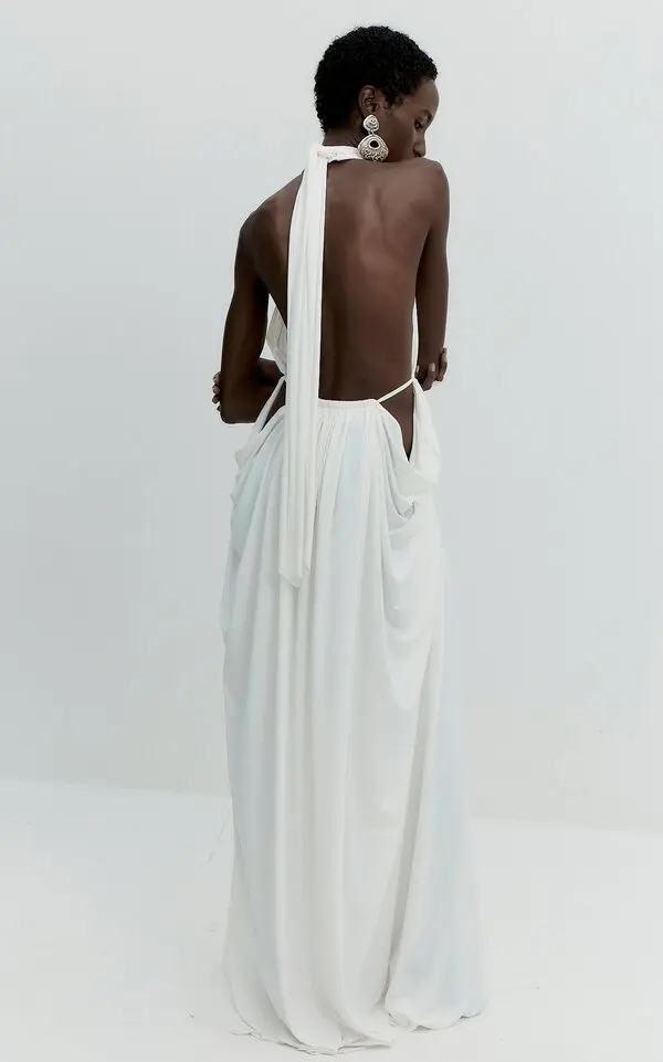 DE LA VALI Luminara High-neck Maxi Dress