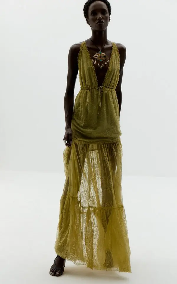 DE LA VALI Isolena Lace Maxi Dress