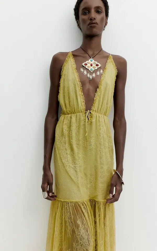 DE LA VALI Isolena Lace Maxi Dress