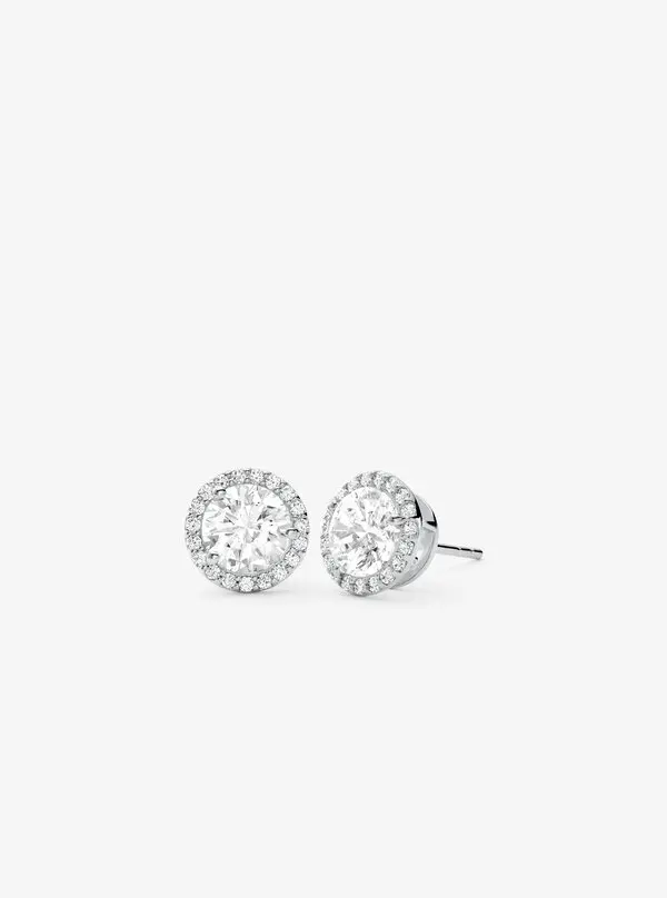 Michael Kors Precious Metal-plated Sterling Pavé Large Stud Earrings In By - Silver