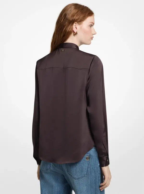 Michael Kors Satin Tie-neck Blouse In Size By