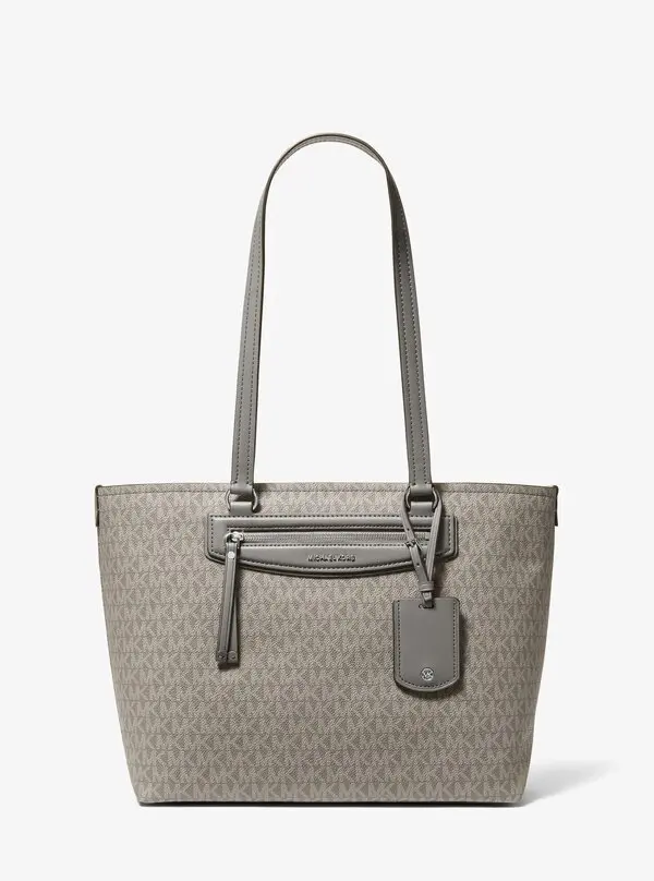 Michael Kors Jet Set Travel Medium Signature Logo Tote Bag In By - Brown