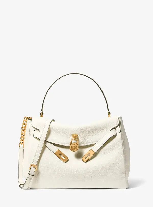 Michael Kors Hamilton Textured Leather Soft Satchel - Natural