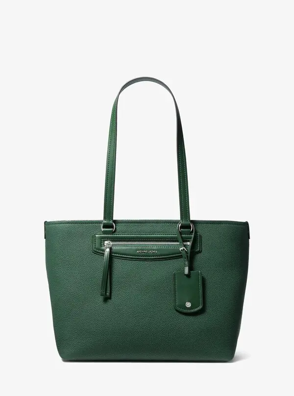 Michael Kors Jet Set Travel Medium Pebbled Leather Tote Bag In By - Green