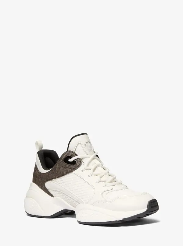 Michael Kors Bowie Mesh And Signature Logo Trainer In Size By