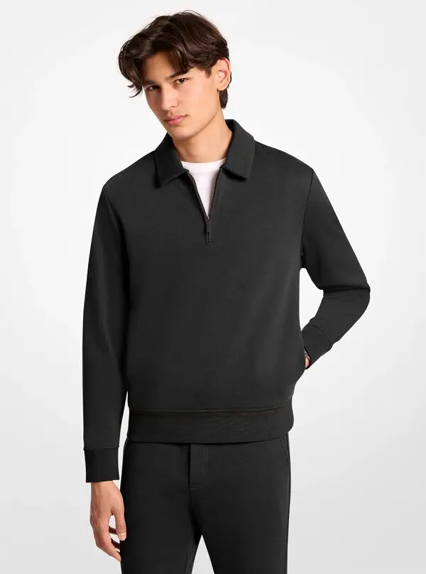 Michael Kors Terry Cotton Blend Polo Sweater In Size By - Black