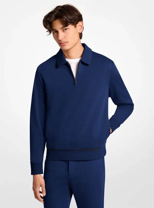 Michael Kors Terry Cotton Blend Polo Sweater In Size By - Blue