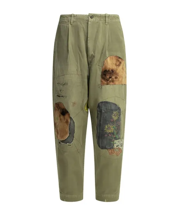 Kapital Katsuragi Patchwork Embroidered Tailored Trousers - Green
