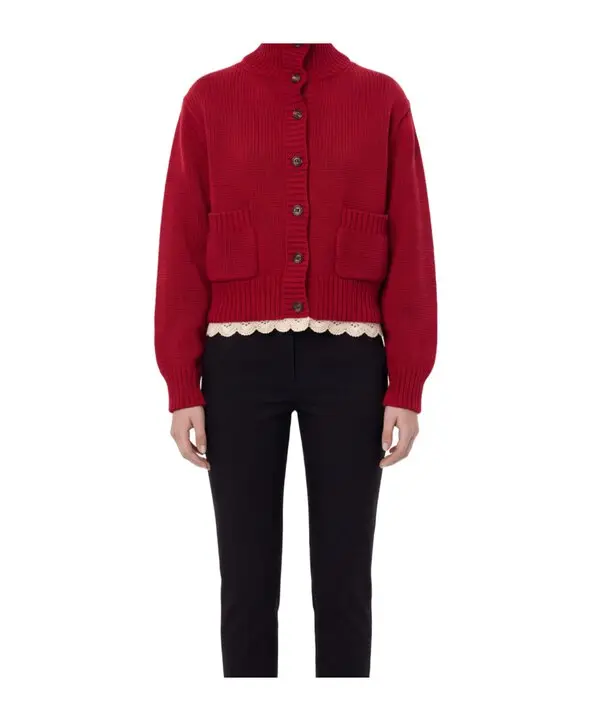 Magda Butrym Cinched Lace Trim Cardigan