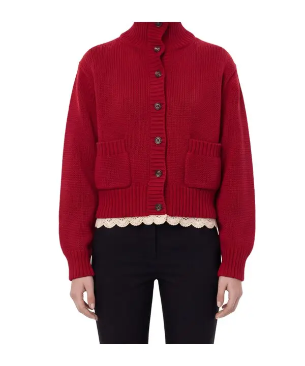 Magda Butrym Cinched Lace Trim Cardigan