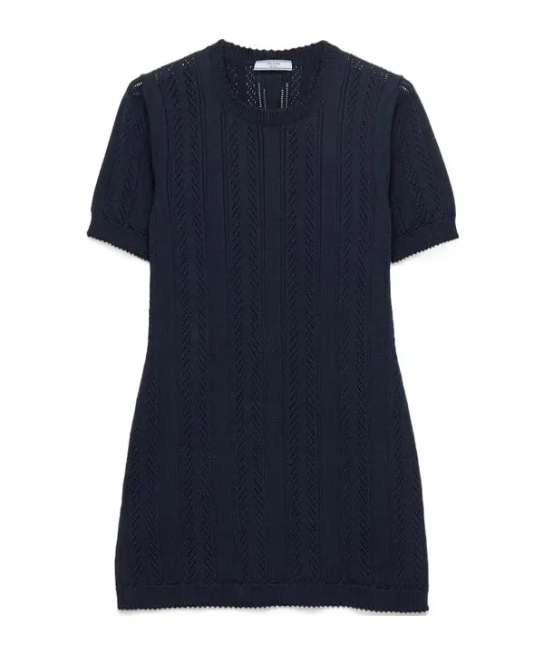 Prada Openwork Cotton Mini-dress - Navy