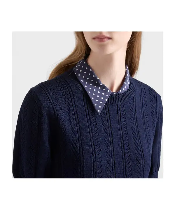 Prada Openwork Cotton Mini-dress - Navy