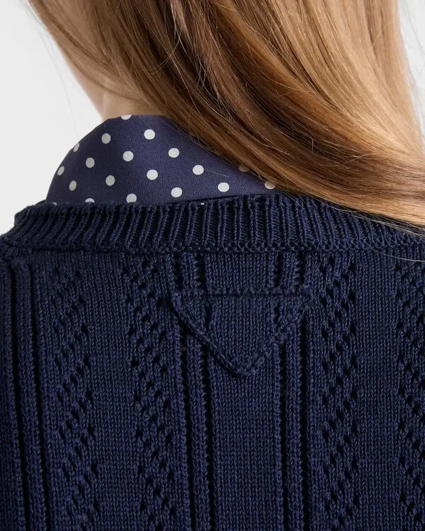 Prada Openwork Cotton Mini-dress - Navy