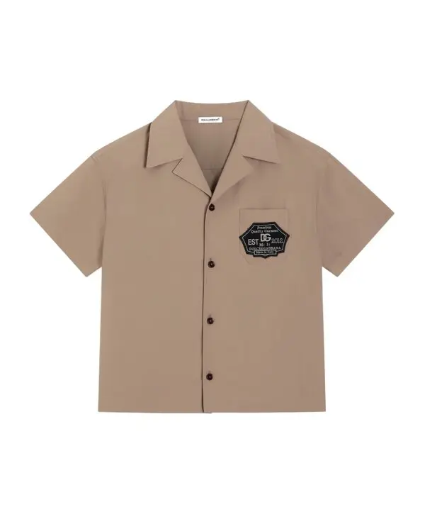 Dolce & Gabbana Logo-patch Short-sleeve Shirt - Beige