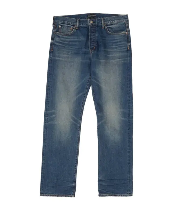TOM FORD Logo Patch Wide Leg Jeans - No