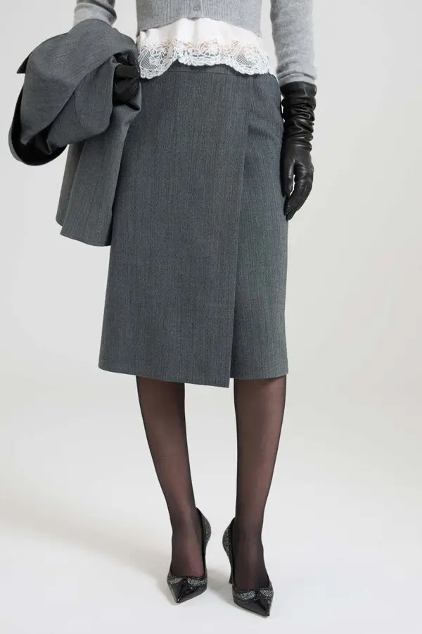 Ermanno Scervino Herringbone-pattern Wrap Midi Skirt