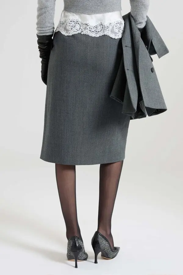 Ermanno Scervino Herringbone-pattern Wrap Midi Skirt