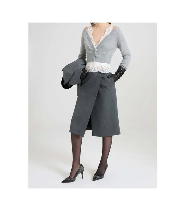 Ermanno Scervino Herringbone-pattern Wrap Midi Skirt