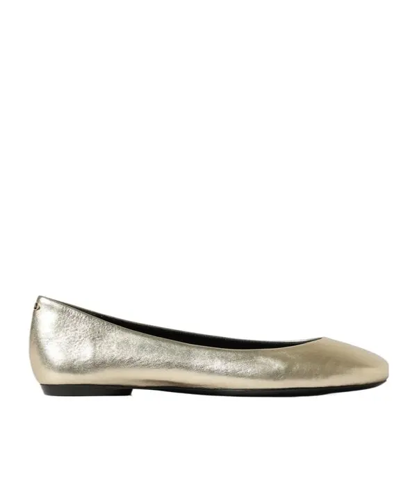 LANVIN Metallic-finish Leather Ballet Flats