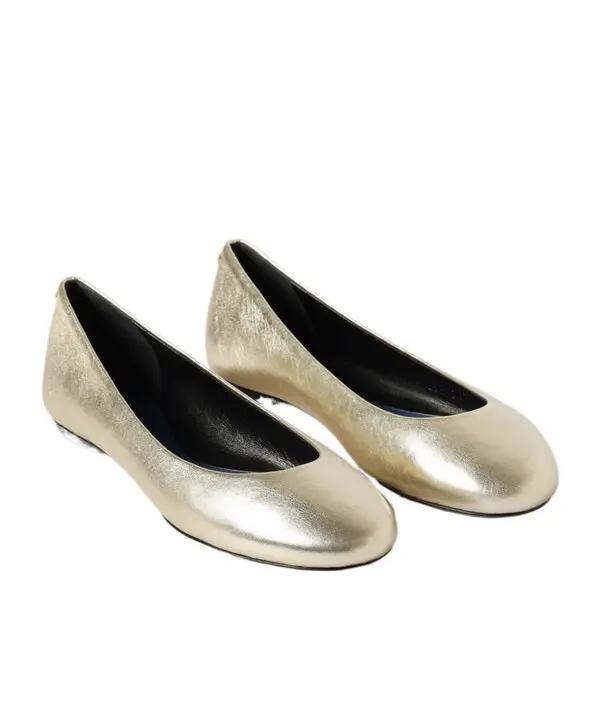 LANVIN Metallic-finish Leather Ballet Flats