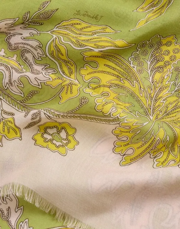La DoubleJ Floral-print Frayed-edge Scarf