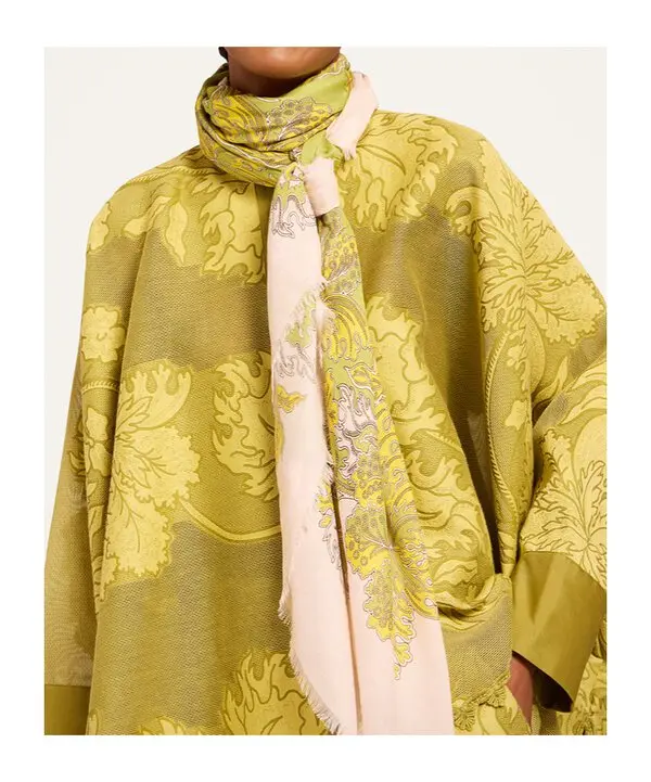 La DoubleJ Floral-print Frayed-edge Scarf