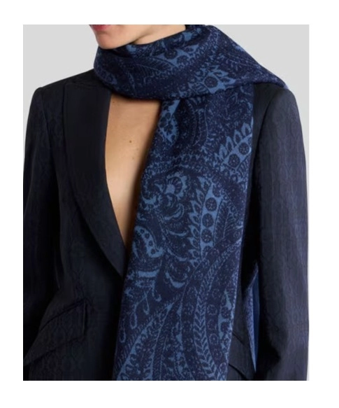 Etro Wool Jacquard Scarf With Floral Paisley Motif