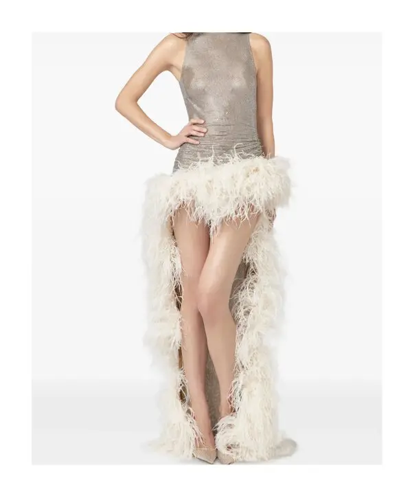 Giuseppe Di Morabito Feather Trim Embellished Dress