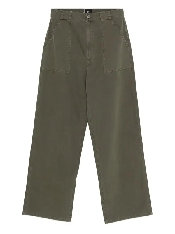 ANINE BING Patch-pocket Cotton Trousers - Green