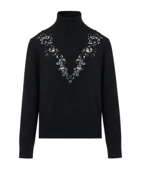 Zimmermann Lace Trim Turtleneck Knitted Sweater - Black
