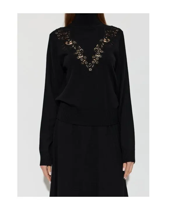 Zimmermann Lace Trim Turtleneck Knitted Sweater