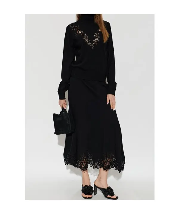 Zimmermann Lace Trim Turtleneck Knitted Sweater
