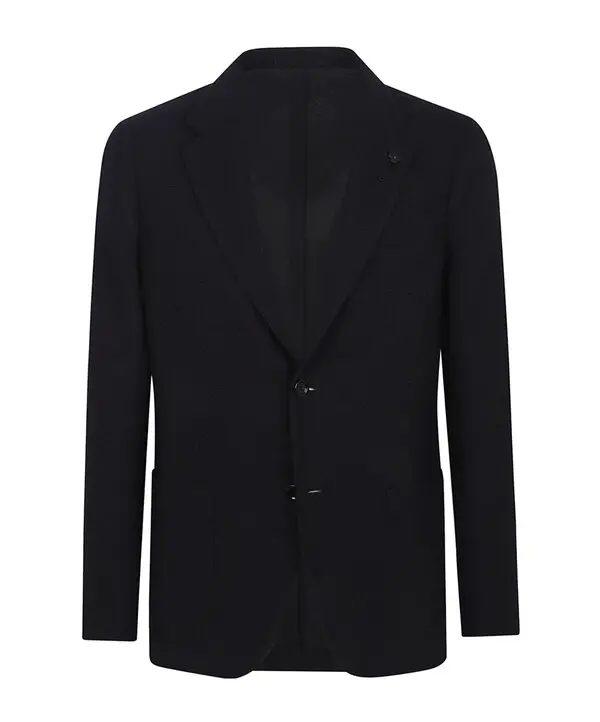 LARDINI Single-breasted Logo Detailed Jacket - Black