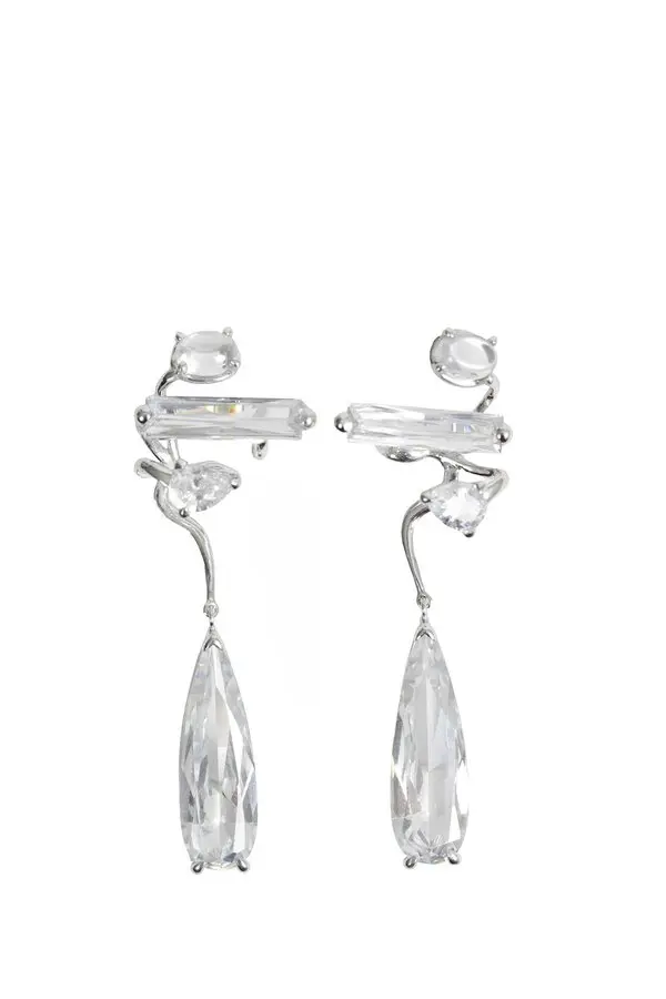 ALAN CROCETTI Clear Mixed Drop Ear Cuffs - Silver