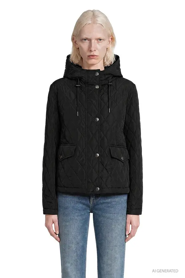 Burberry Cropped Quilted Nylon Hooded Jacket