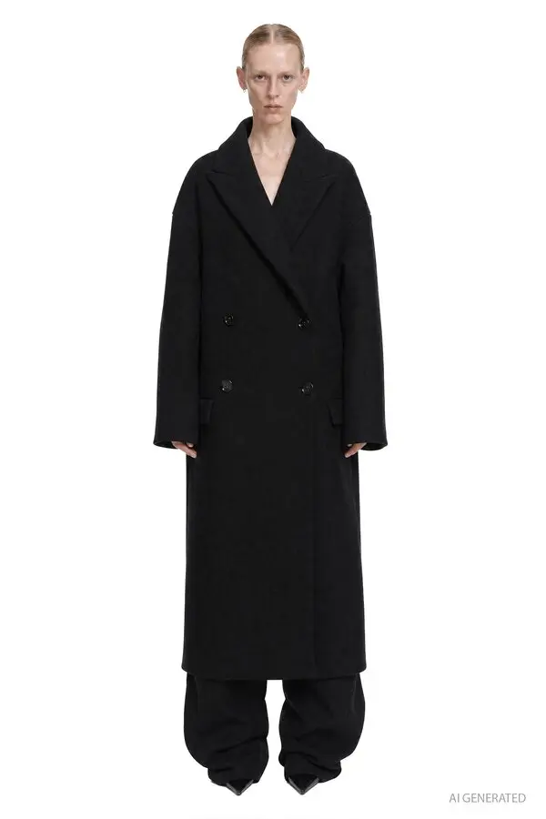 Balenciaga Maxi Stola Coat - Black