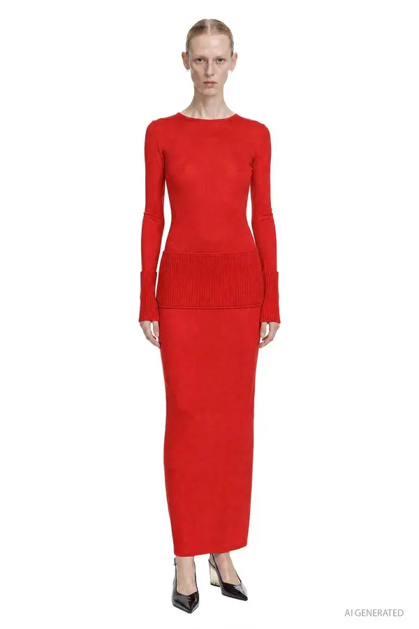 Alaïa Merino Bodycon Dress - Red